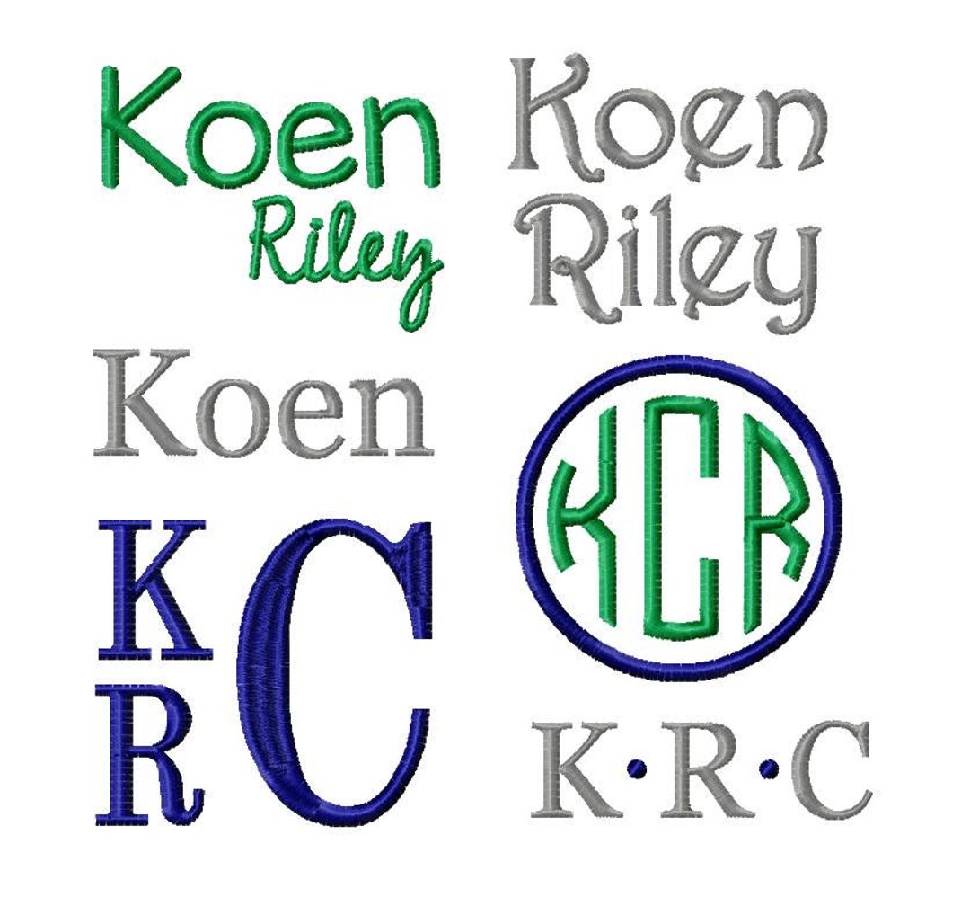DIGITAL DOWNLOAD EMBROIDERY Design Files - 6 Custom Monogram and Name ...