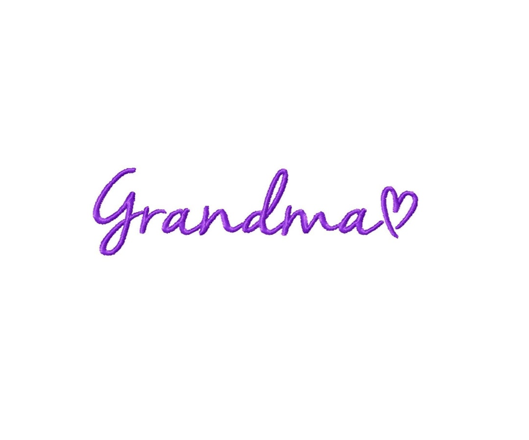 DIGITAL DOWNLOAD EMBROIDERY - Grandma With Heart Cursive - 4x4 5x7 7x5 ...