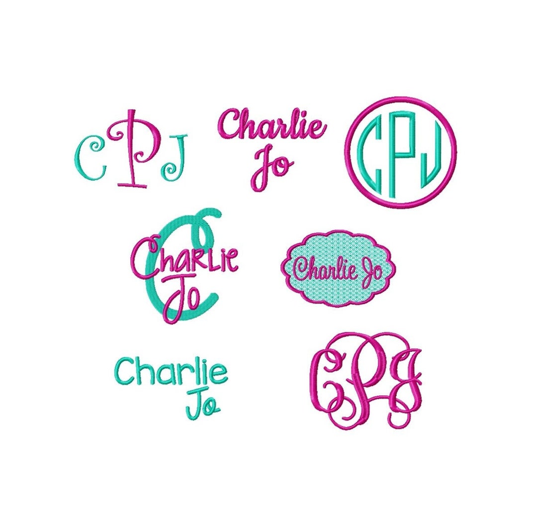 DIGITAL DOWNLOAD EMBROIDERY Design Files 7 Custom Monogram and Name ...