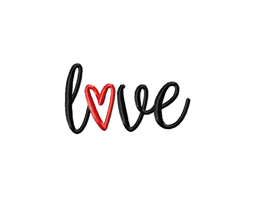 DIGITAL DOWNLOAD Embroidery -love Cursive With Heart 4x4 5x7 7x5 ...