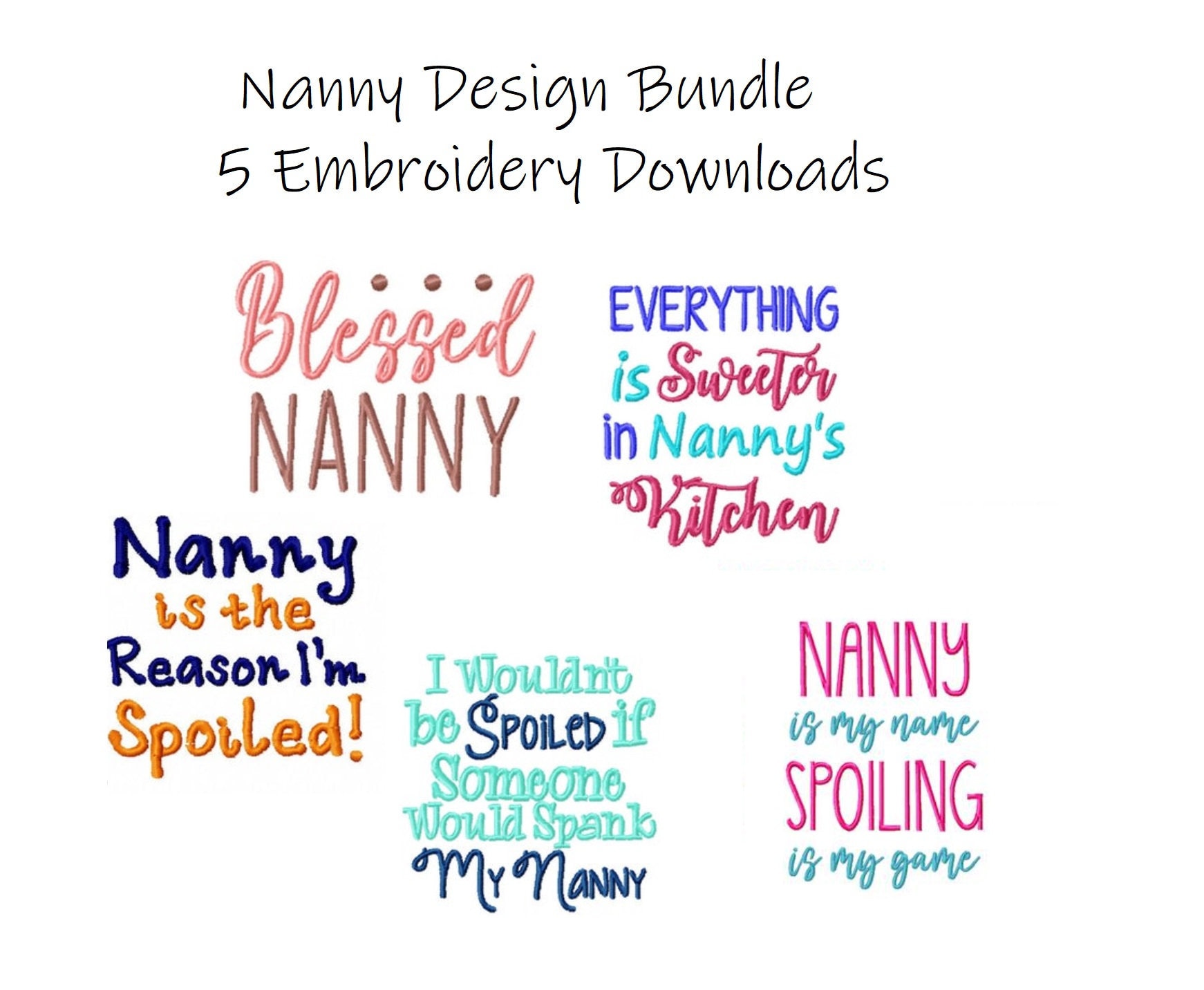 DIGITAL DOWNLOAD BUNDLE 5 Nanny Embroidery Designs Some - Etsy