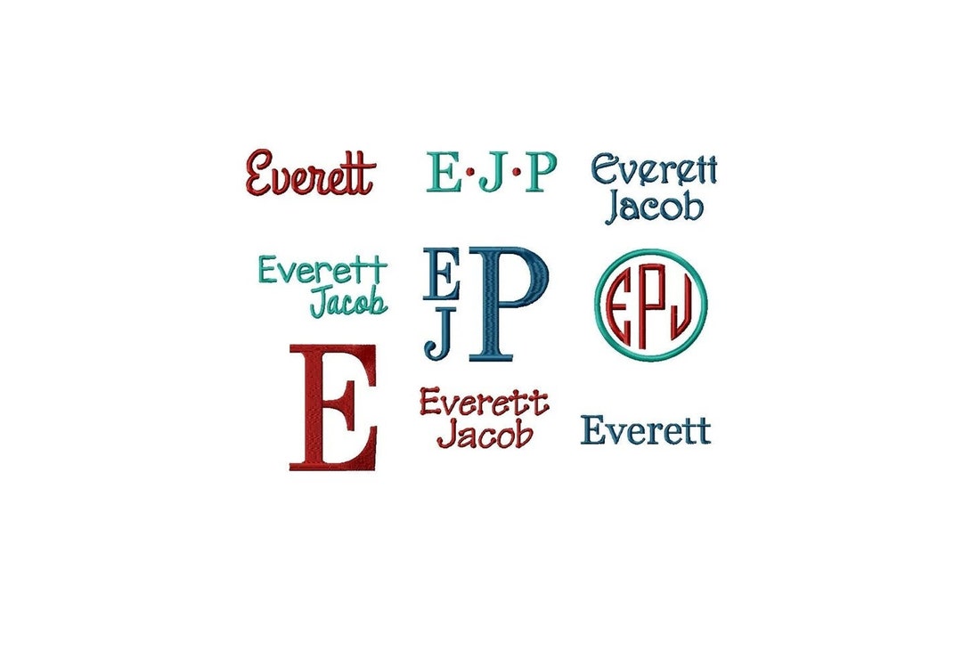DIGITAL DOWNLOAD EMBROIDERY Design Files - 9 Custom Monogram and Name ...