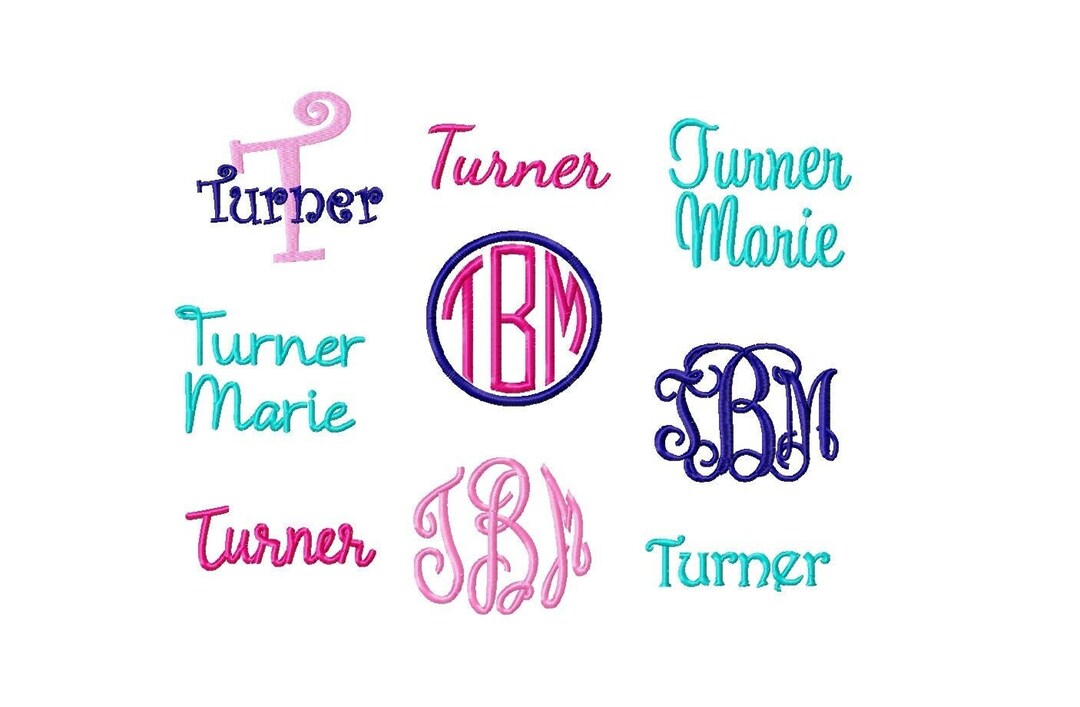 DIGITAL DOWNLOAD EMBROIDERY Design Files - 9 Custom Monogram and Name ...