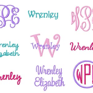 DIGITAL DOWNLOAD EMBROIDERY Design Files - 9 Custom Monogram and Name ...