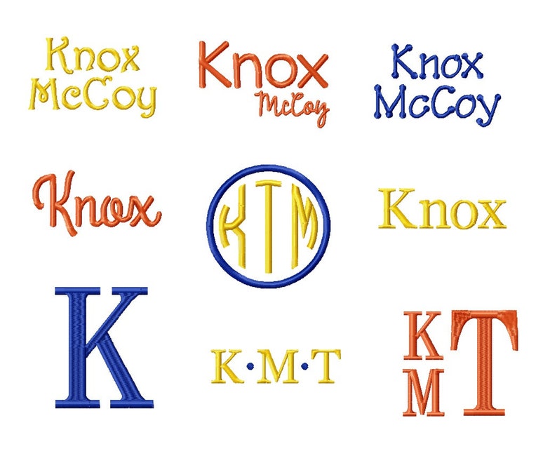 DIGITAL DOWNLOAD EMBROIDERY Design Files - 9 Custom Monogram and Name ...