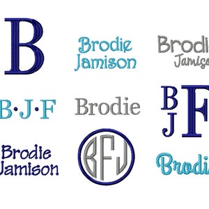 DIGITAL DOWNLOAD EMBROIDERY Design Files - 9 Custom Monogram and Name ...