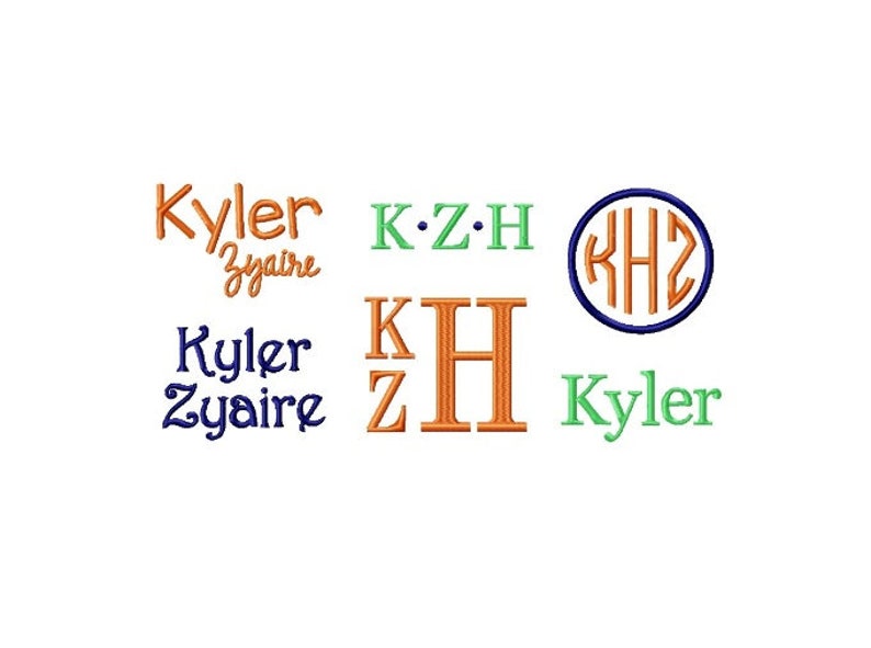 DIGITAL DOWNLOAD EMBROIDERY Design Files - 6 Custom Monogram and Name ...
