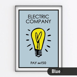 Electric Company Monopoly Personalised Print | New Home, Gift, House ...