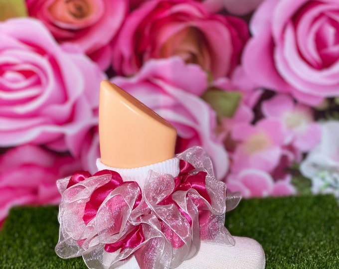 Lacy Socks With Light Pink Satin Ribbon, Wide Lace and Wide Bow - Etsy