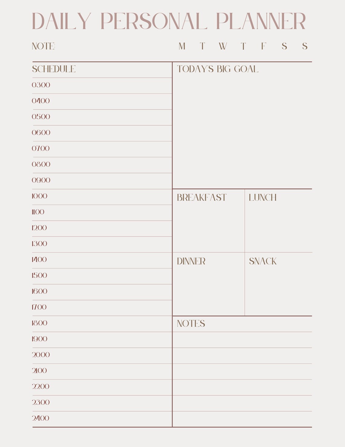 Daily Personal Planner, Digital Download, Personal Planner, Instant ...