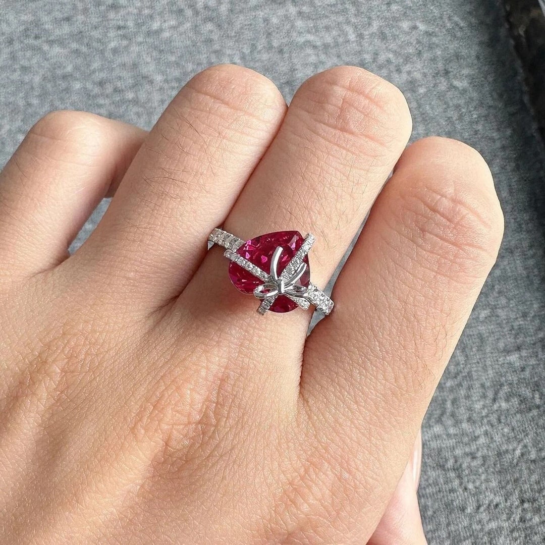 Heart Cut Cubic Zircon Ring: 14K White Gold Promise Ring - Etsy