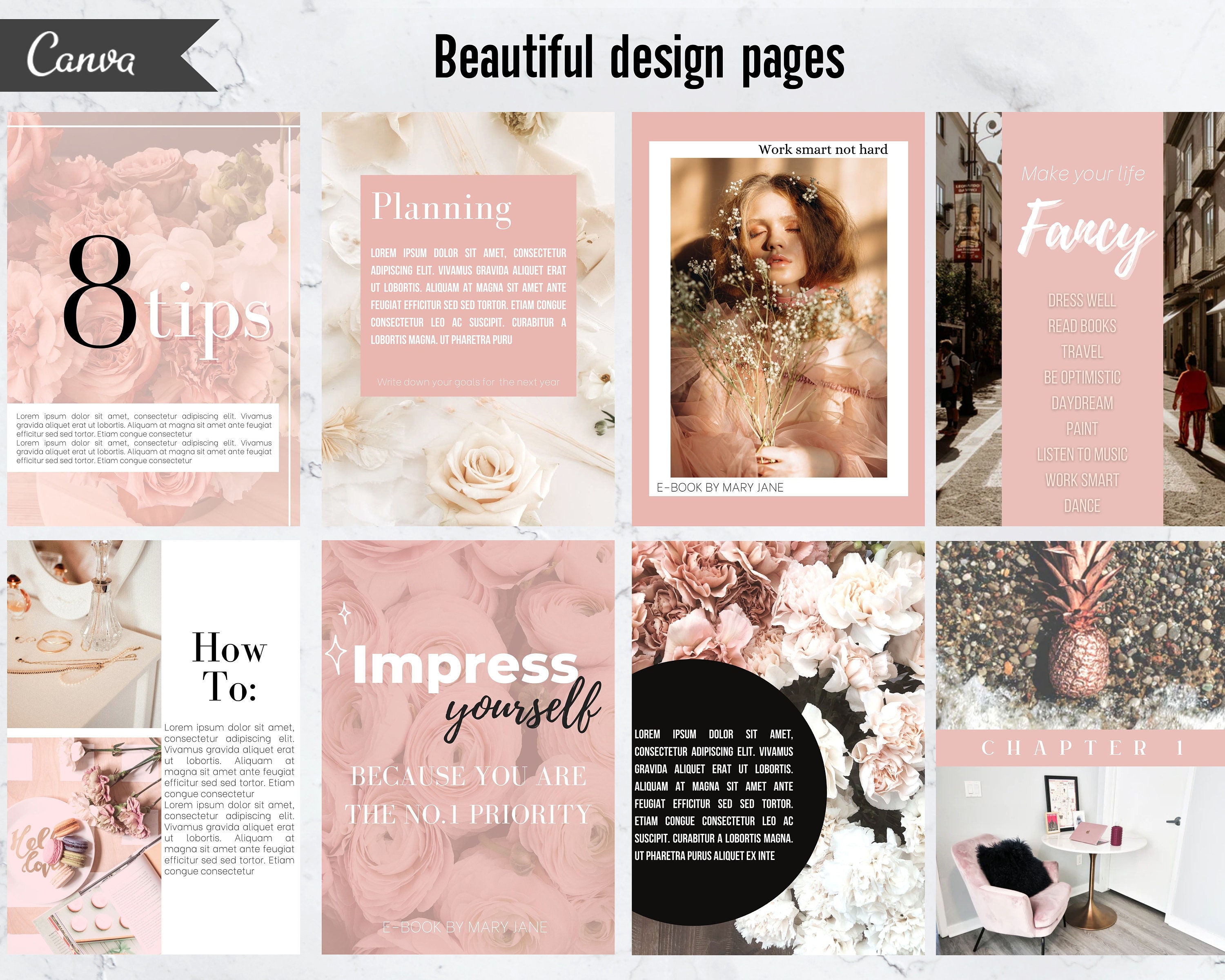 Ebook Template Canva Rose Gold Editable Pink E-book Coach - Etsy