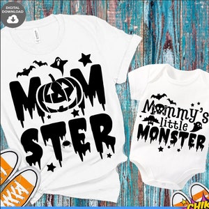 Mommy's Little Monster and Momster Svg Cut Files, Funny Halloween Quote ...