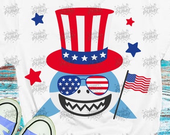 Shark July 4th Svg - Etsy