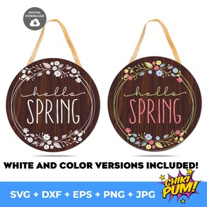 Hello Spring Svg, Welcome Round Sign Svg, Door Sign Svg, Farmhouse Sign ...