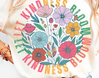 Let Kindness Bloom Png, Flower Png, Retro Flower Png, Boho Flower Png ...