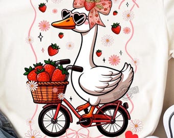 Cute Strawberry Goose Png, Summer Goose, Mama Goose Png, Coquette Goose ...