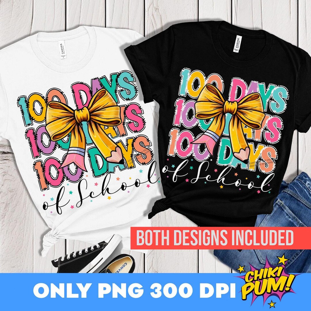100 Days of School Png, Coquette Bow 100 Days Png, Happy 100 Days ...