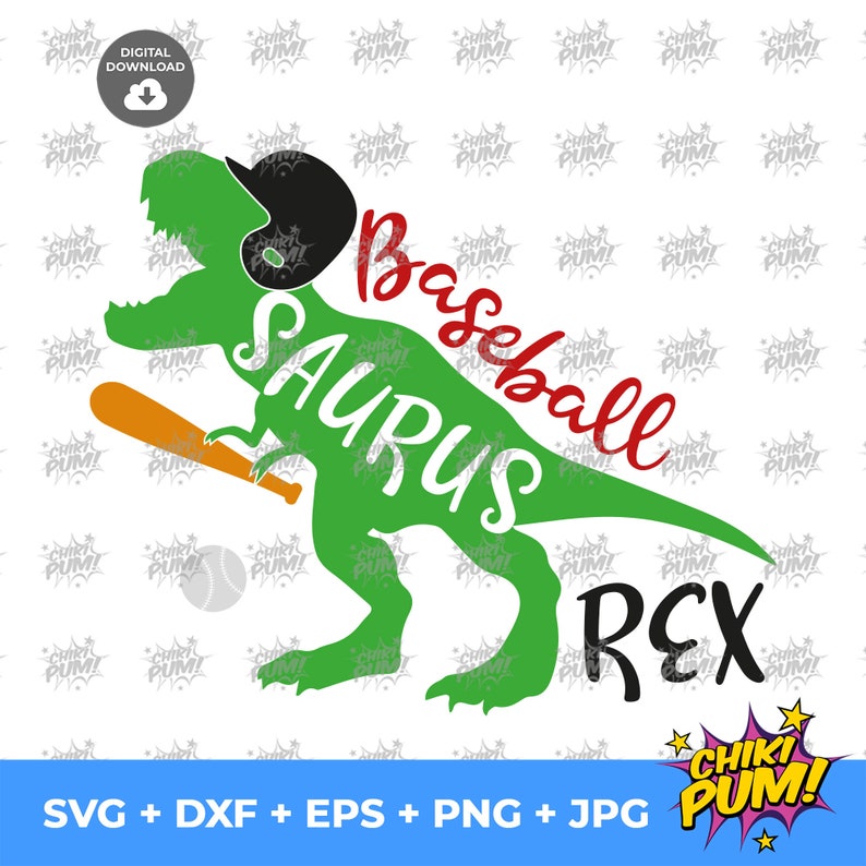 Baseball Saurus Rex SVG Dinosaur SVG Baseball Dinosaur Svg | Etsy