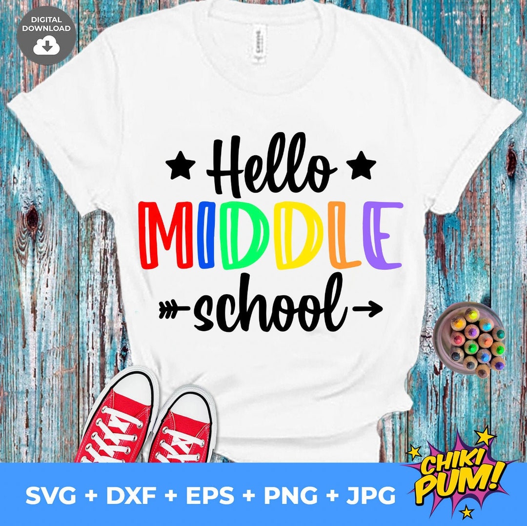 Hello Middle School SVG PNG: Back to School Cut Files Cricut (digital ...