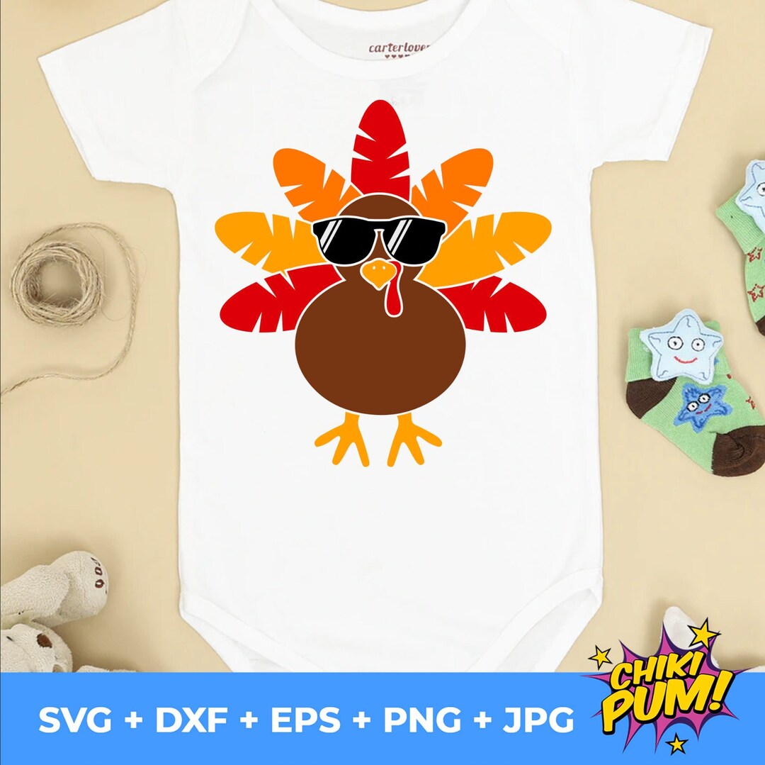 Cool Turkey Svg, Boy Thanksgiving Cut File, Boys Monogram Svg, Kids ...