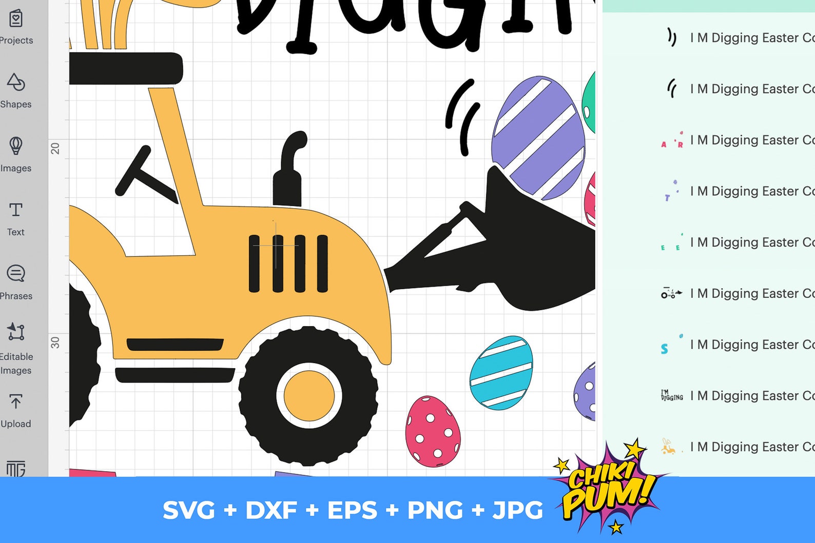 Easter Bunny Tractor SVG PNG: 'i'm Digging Easter' Design (digital ...