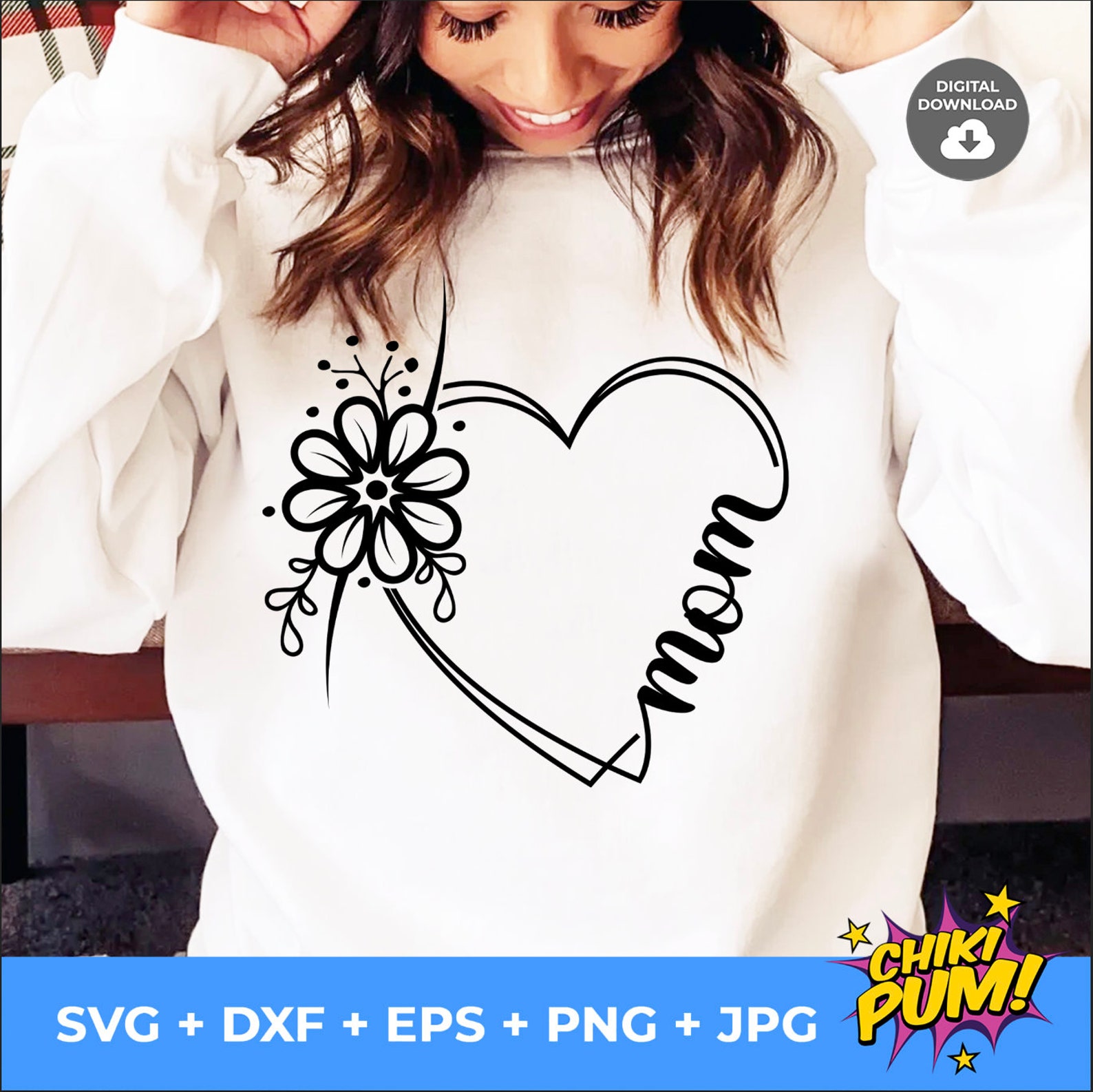 Mom Heart SVG Cut File Mom SVG Mom Floral Svg Mother's - Etsy