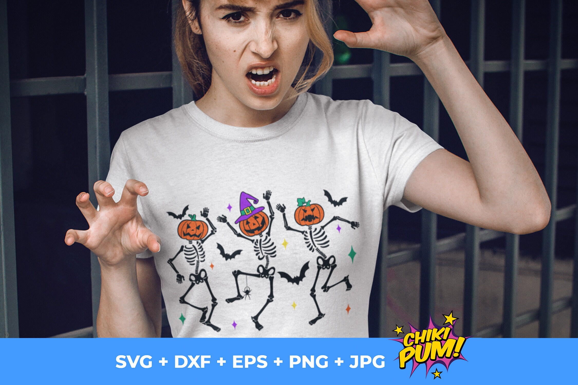 Dancing Pumpkin Skeleton SVG PNG: Halloween Clipart (digital Download ...