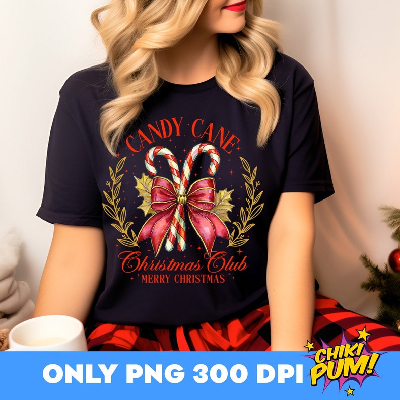 Candy Cane Christmas Club PNG: Coquette Christmas Design (digital ...