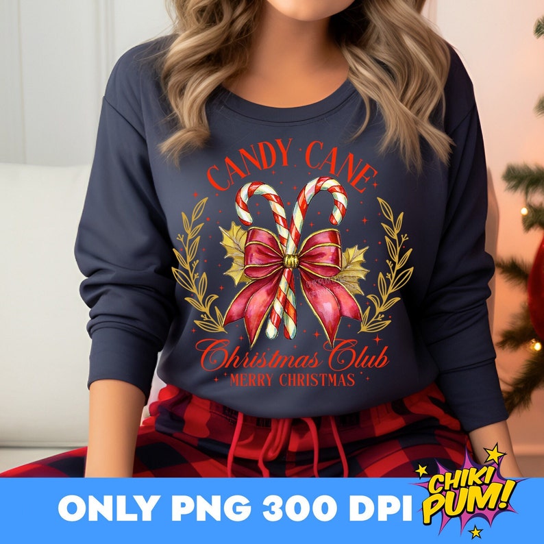 Candy Cane Christmas Club PNG: Coquette Christmas Design (digital ...