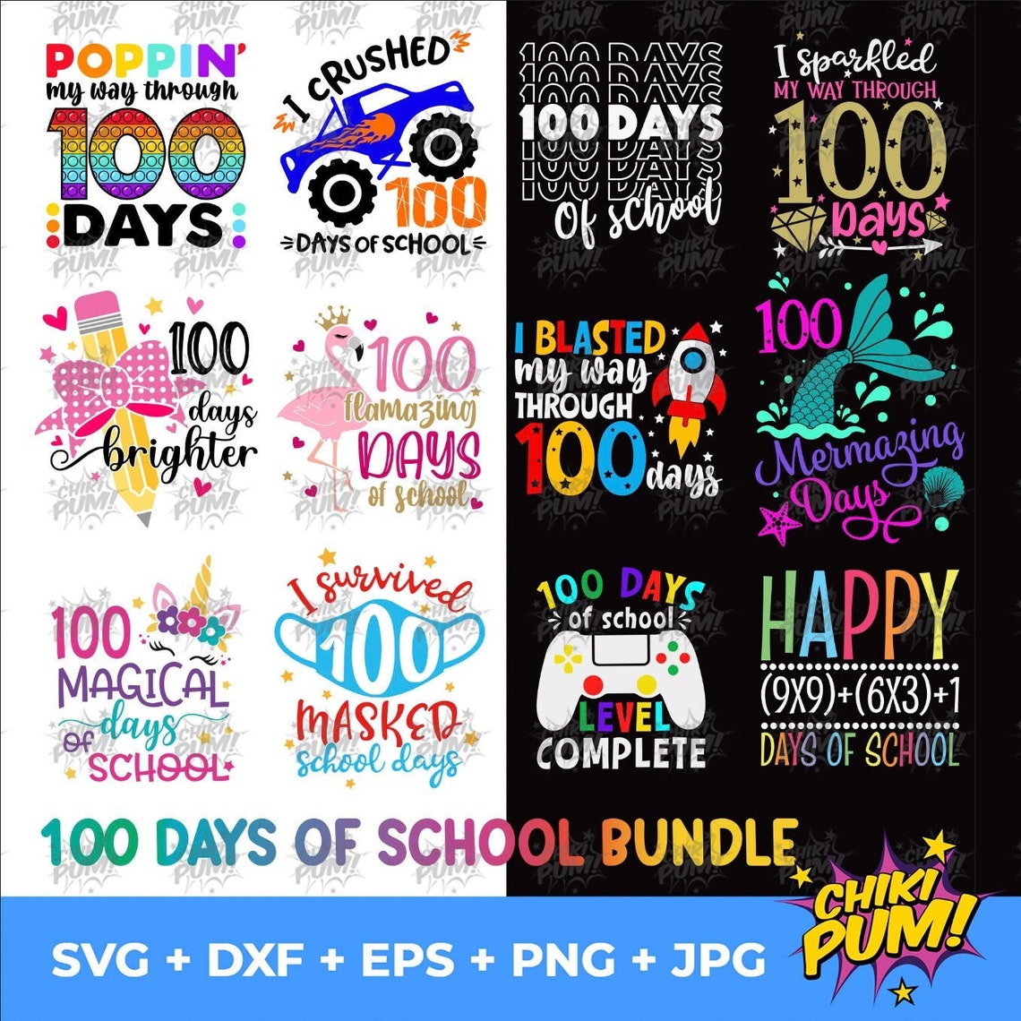 100 Days of School Bundle 100 Days of School Svg 100th Day | Etsy