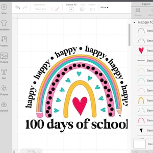 Rainbow Svg, Happy 100 Days of School Svg, 100th Day Svg, Teacher ...