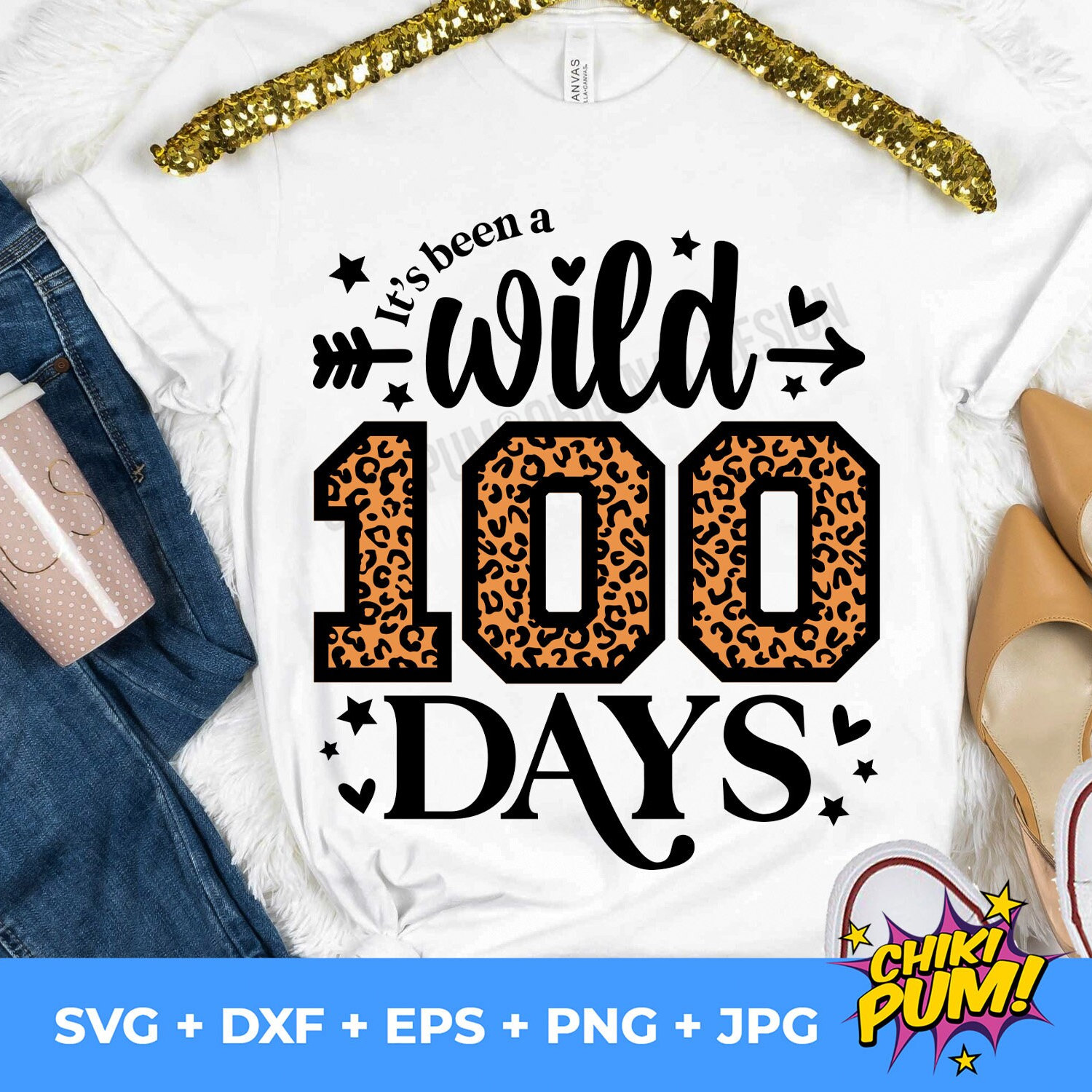 100 Days of School SVG PNG: Leopard Teacher Shirt Design (digital ...