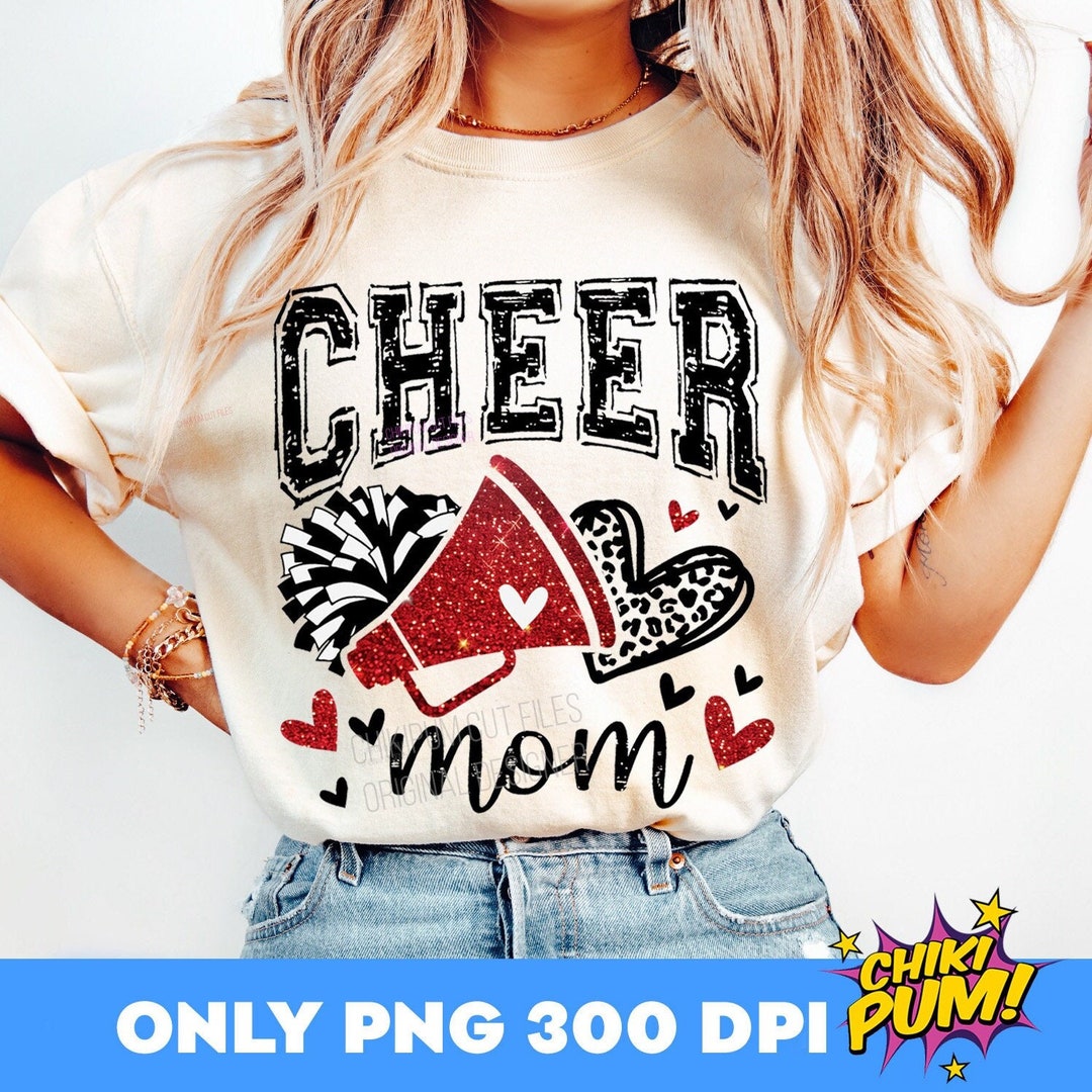 Cheer Mom PNG, Football Leopard Print Heart PNG, Leopard Glitter Red ...