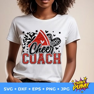 Cheer Coach SVG, Cheer Coach Glitter Png, Red Glitter Cheerleader Png ...