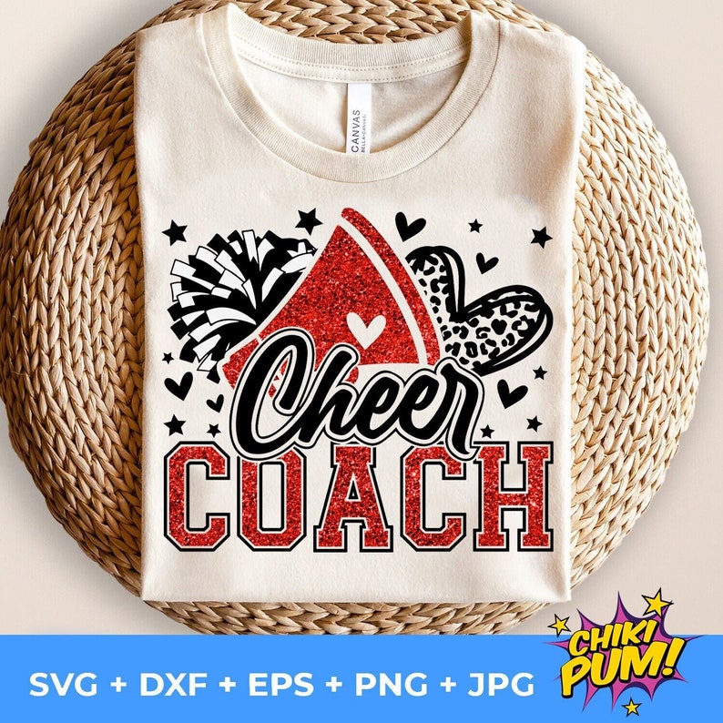 Cheer Coach SVG, Cheer Coach Glitter Png, Red Glitter Cheerleader Png ...