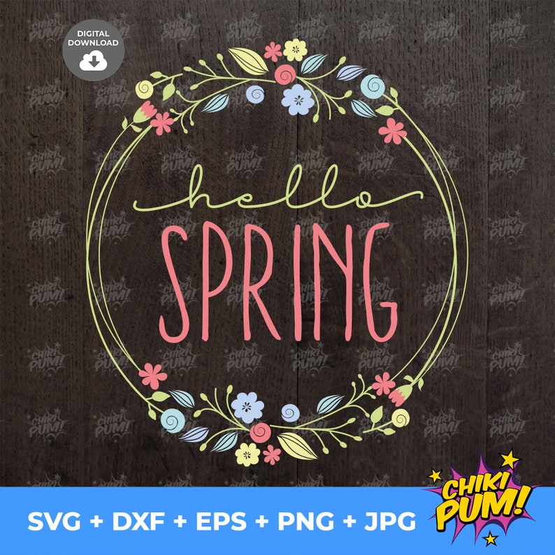Hello Spring Svg Welcome Round Sign Svg Door sign svg | Etsy