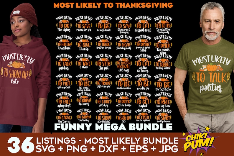 Thanksgiving Family Matching SVG PNG Bundle: T-shirt Designs (digital ...