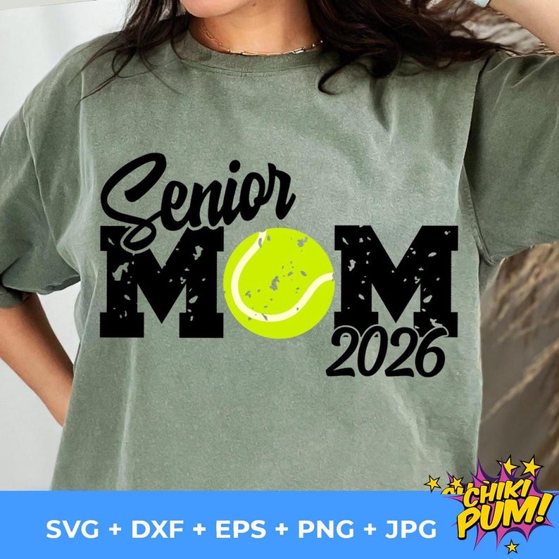 Senior Tennis Mom 2026 SVG PNG - Distressed Design Cut Files Cricut ...