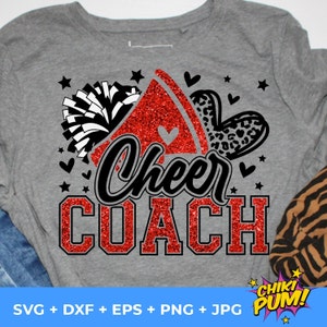 Cheer Coach SVG, Cheer Coach Glitter Png, Red Glitter Cheerleader Png ...