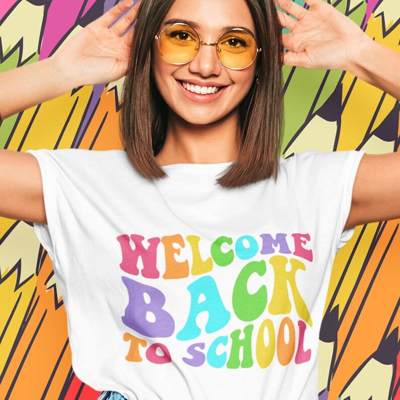 Welcome Back to School Svg 1st Day of School Retro Wavy Back - Etsy