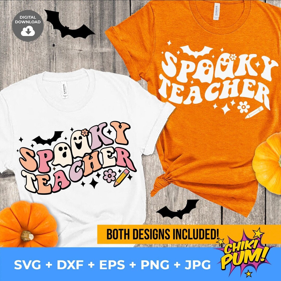 Spooky Teacher SVG, Wavy Spooky Svg, Funny Halloween Svg, Halloween ...