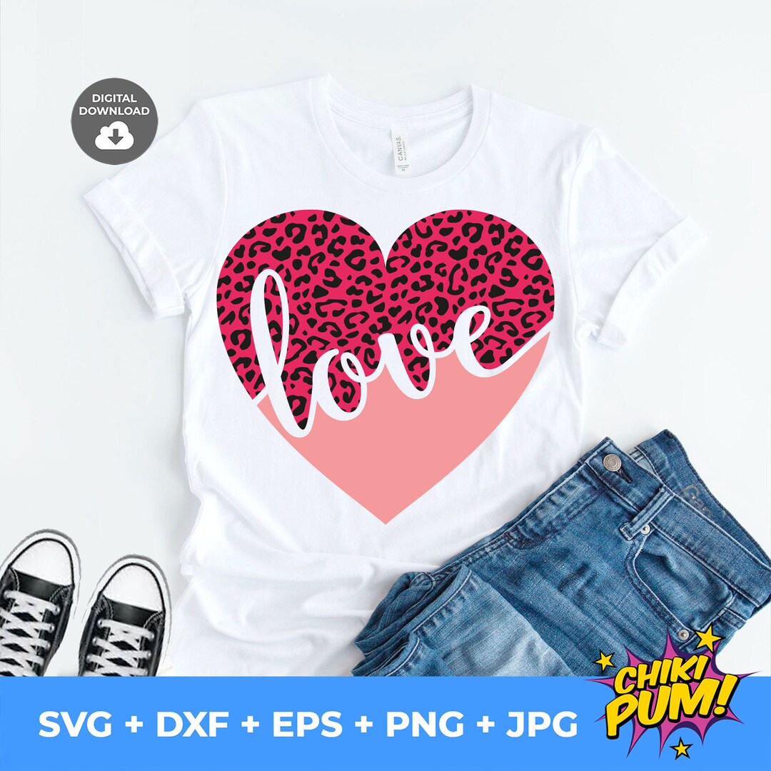 Leopard Love Heart SVG PNG: Valentine's Day Design Cut Files Cricut ...