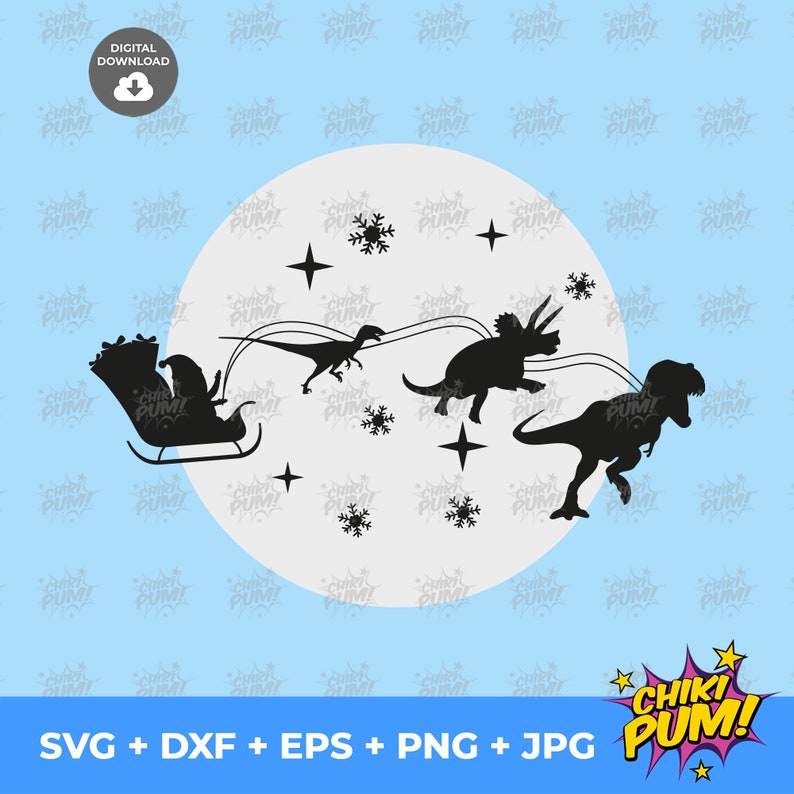 Santa and Dinosaurs Svg Dinosaur Sleigh Ride Svg Christmas | Etsy