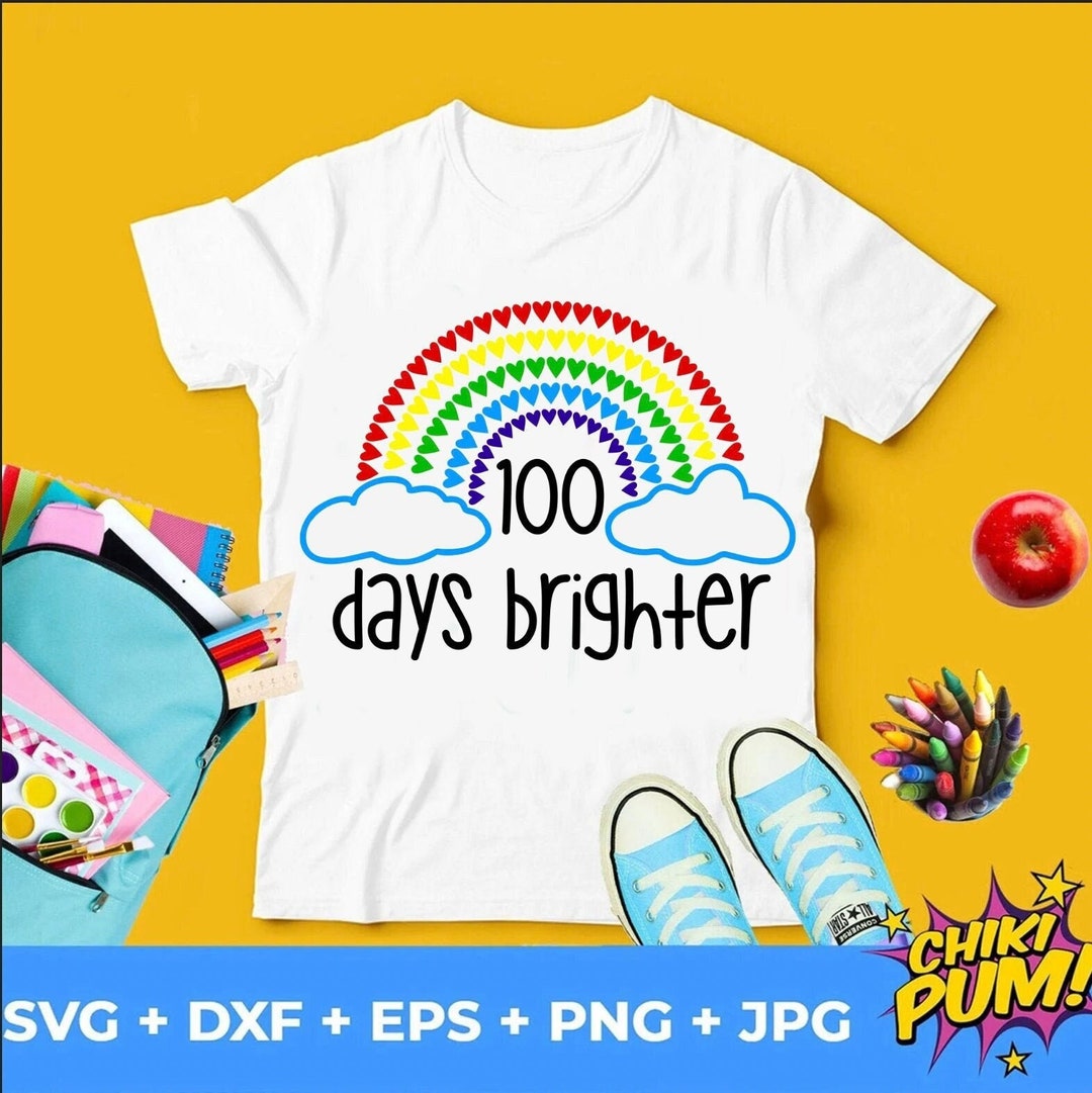 100 Days of School SVG, 100 Days Brighter SVG, 100 Hearts SVG, 100th ...