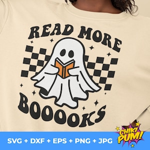 Read More Booooks SVG Png, Retro Ghost SVG, Trendy Halloween PNG ...