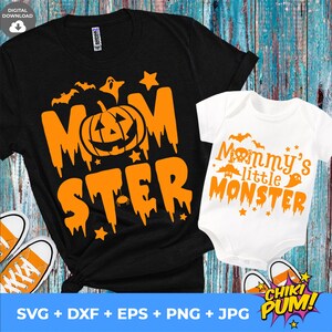 Mommy's Little Monster and Momster Svg Cut Files, Funny Halloween Quote ...