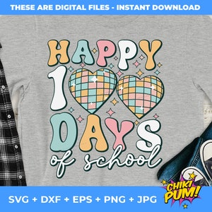 100 Days of School SVG, Retro 100 Days of School, Groovy 100 Days Png ...