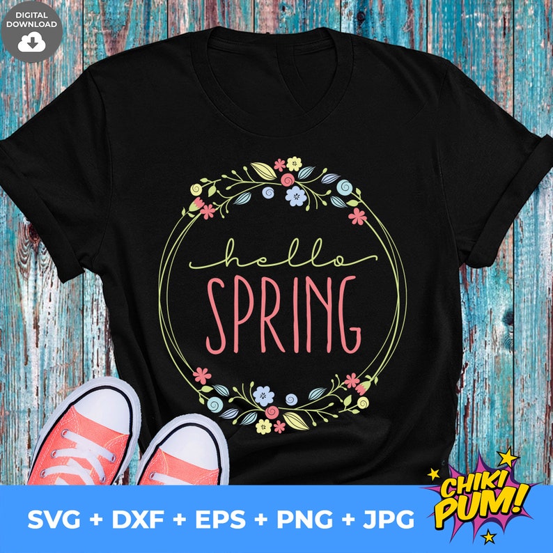 Hello Spring Svg Welcome Round Sign Svg Door sign svg | Etsy