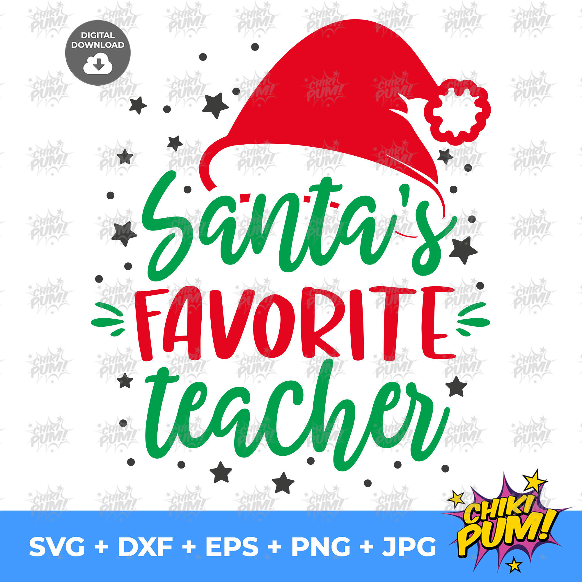 Santas Favorite Teacher Svg Teacher Christmas Svg Etsy De